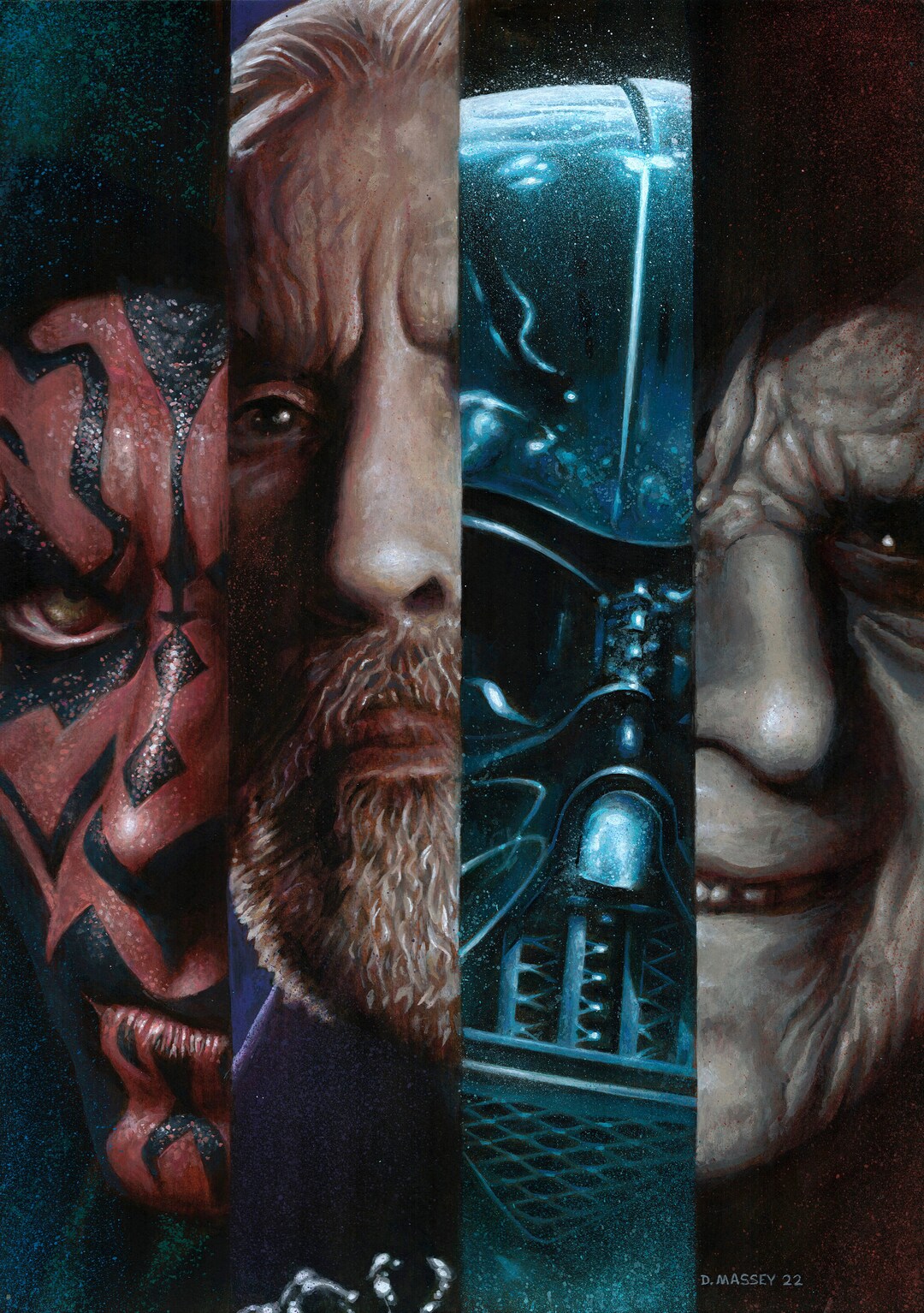 Star Wars Sith Lords - A4 Original Art Print - Darth Maul Court Dooku ...