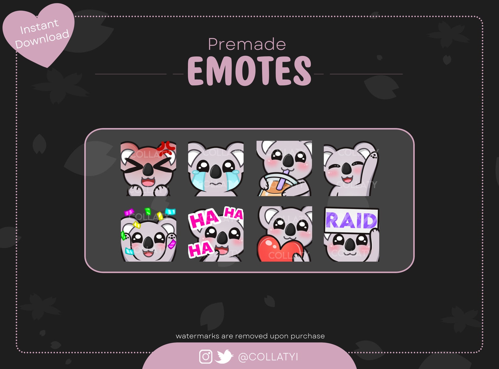 Koala Emotes Pack for Twitch Youtube Streamers or Discord - Etsy