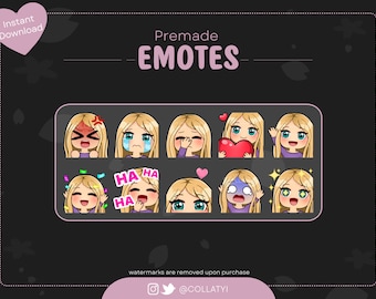 Blue Hair, Tanned Skin Girl Emotes for Twitch, Youtube Streamers or ...