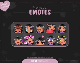 Blue Hair, Tanned Skin Girl Emotes for Twitch, Youtube Streamers or ...
