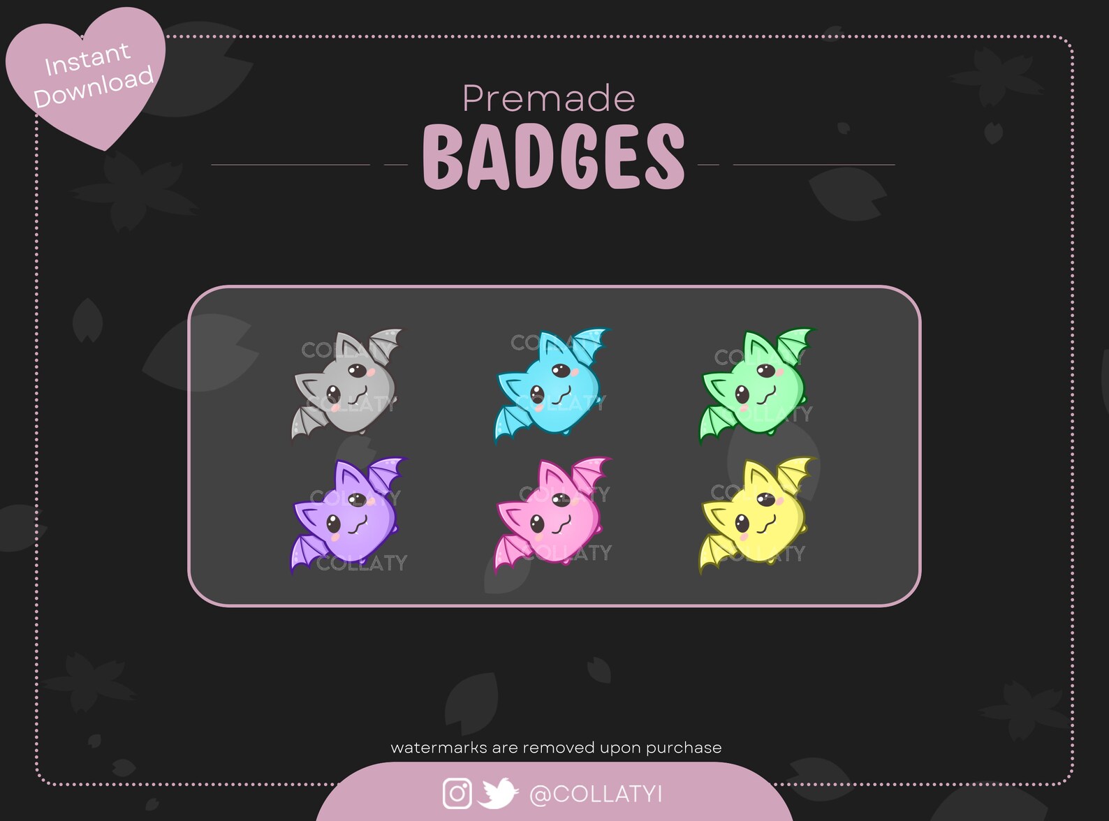 Cute Bats Twitch Sub Bit Badges - Etsy