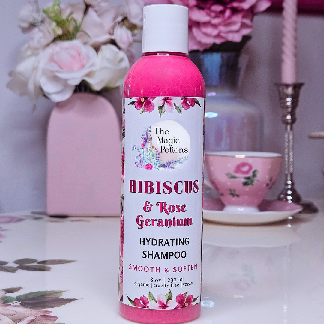 Hibiscus Shampoo: Rosemary & Rose Geranium, Moisturizing, 8oz Bottle - Etsy