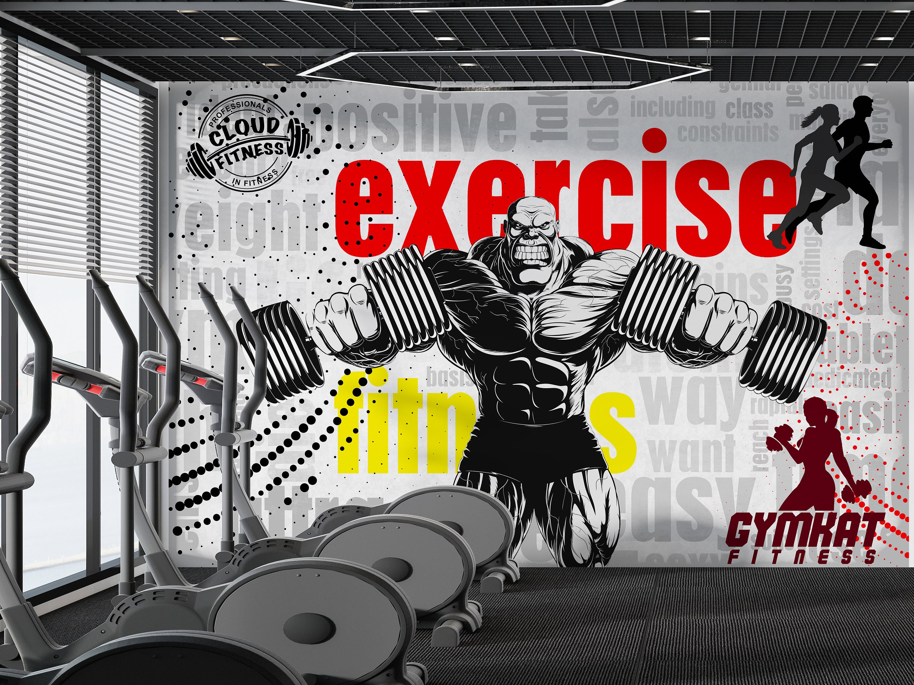 Exercise Fitness Written Gym Wallpaper, Man Lifting Weights Wallpaper ...