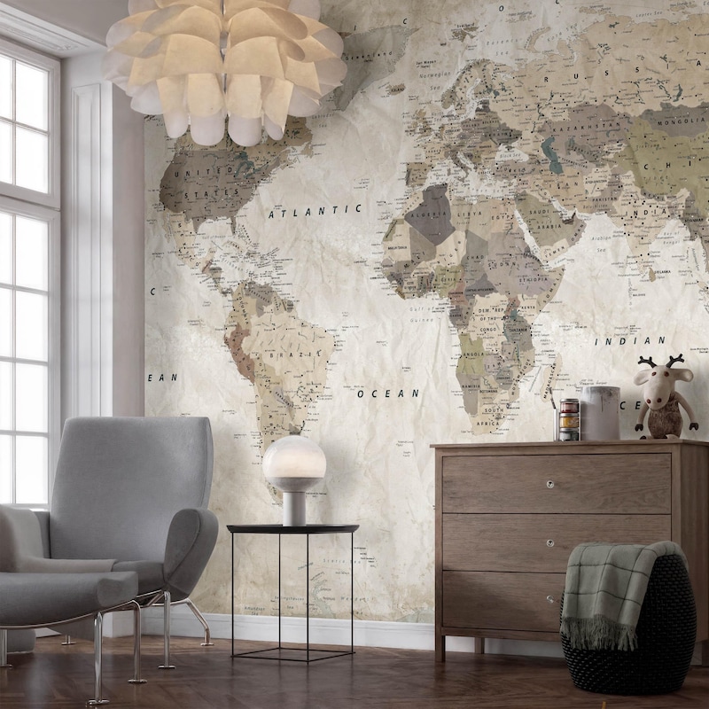 Us Map Mural Wallpaper - Etsy UK