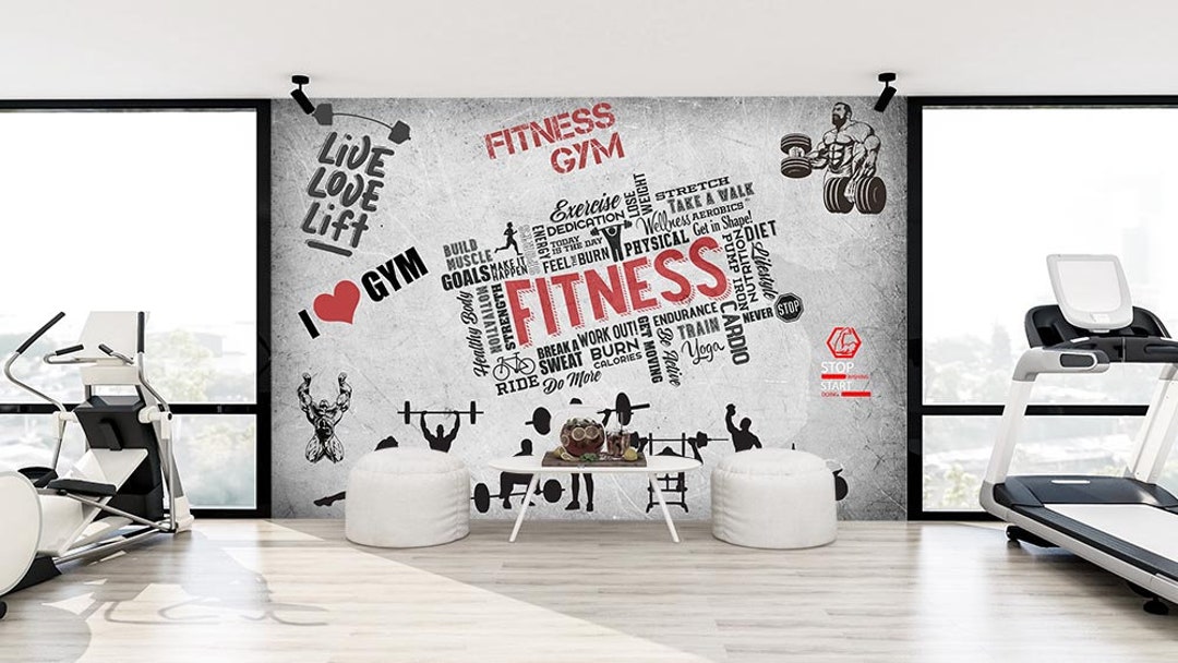 Red Black Fitness Gym Written Wallpaper, Body Building Exercise ...