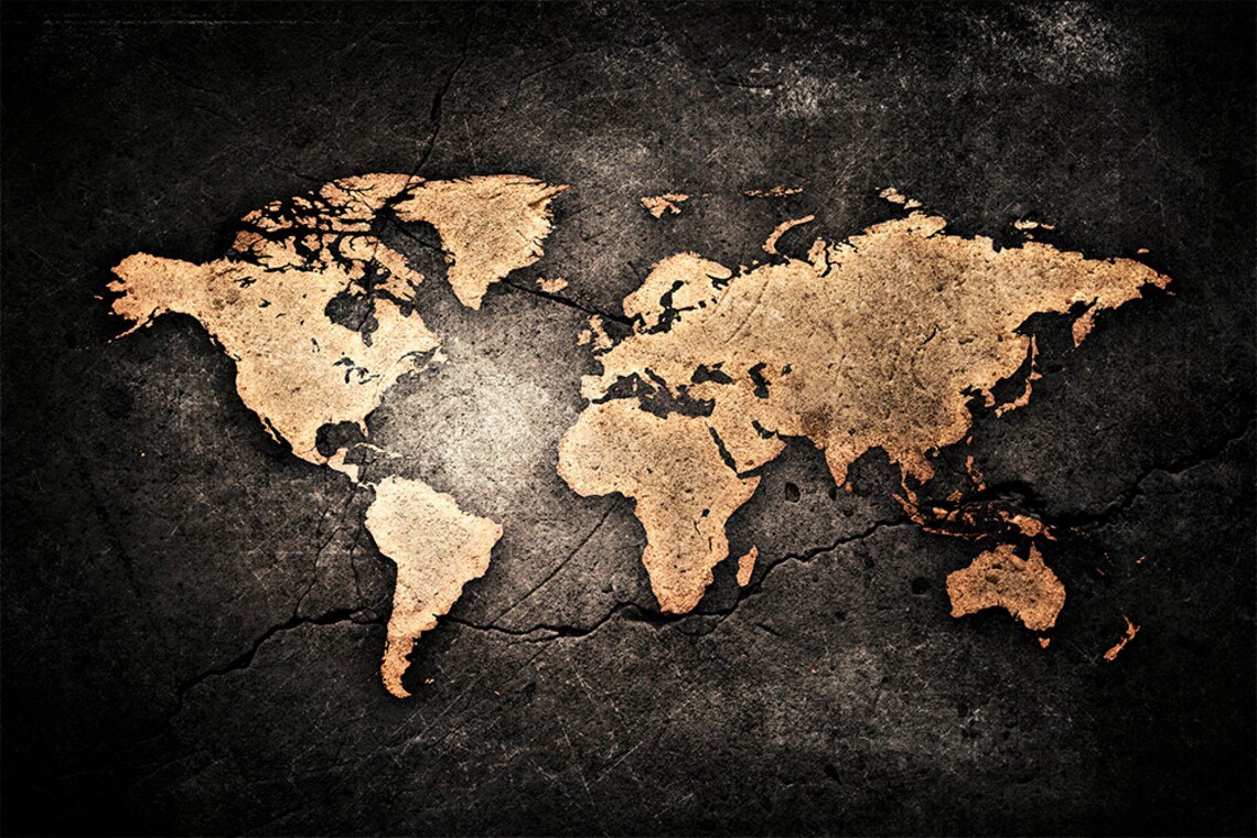 Black World Map Wallpaper, Countries Wallpaper on Black Background ...