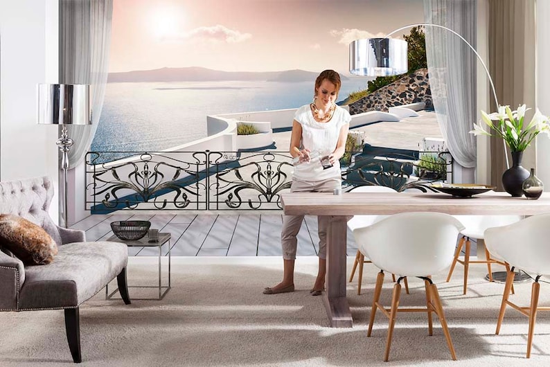 3D Balcony View Wallpaper, Beach Sea Landscape, Removable Mural - Etsy
