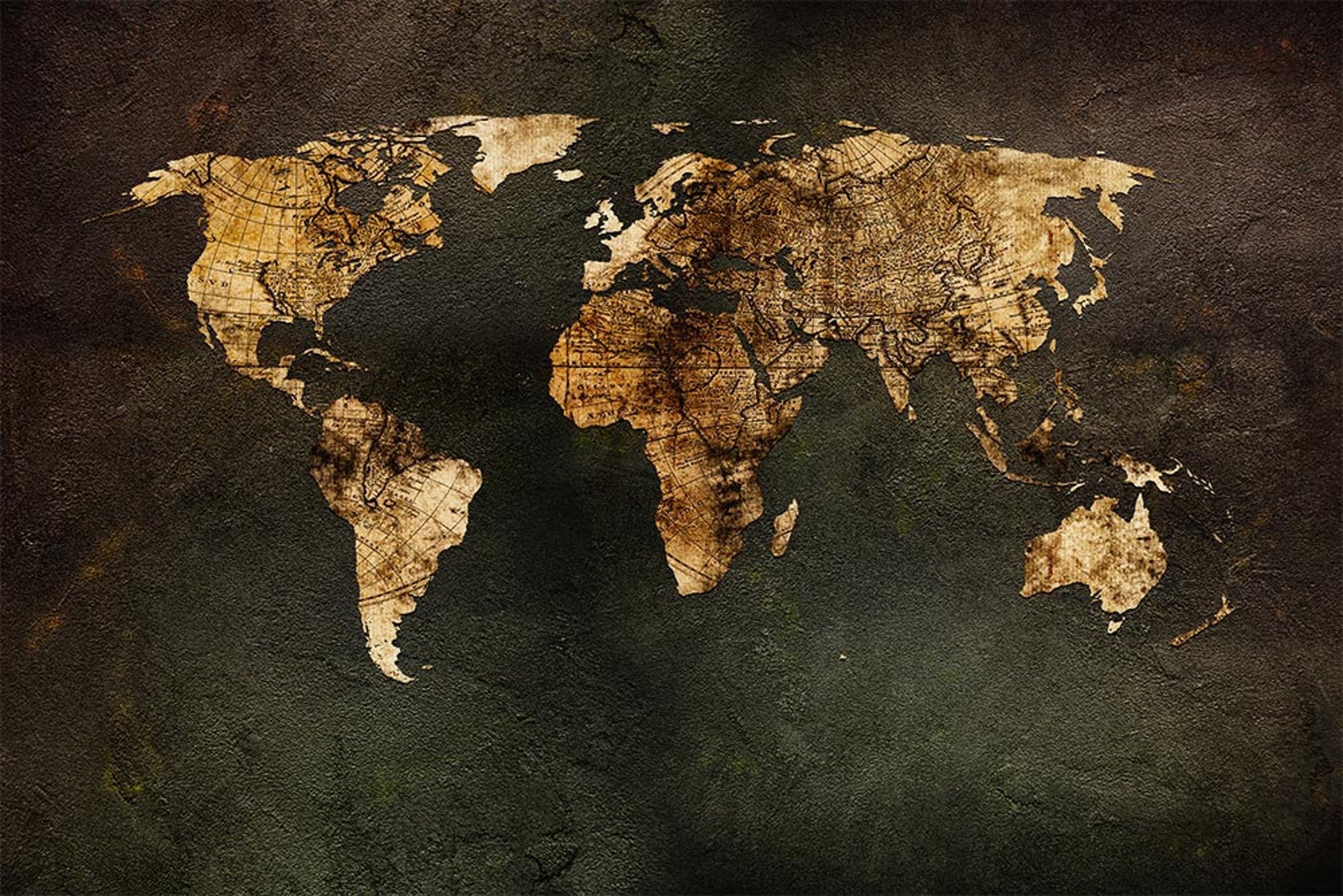 Dark Political Map Wallpaper Peel and Stickworld Map Wall - Etsy