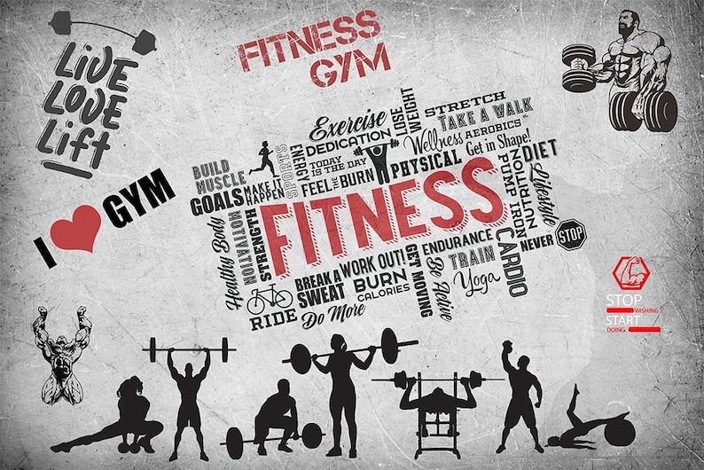 Red Black Fitness Gym Written Wallpaper, Body Building Exercise ...