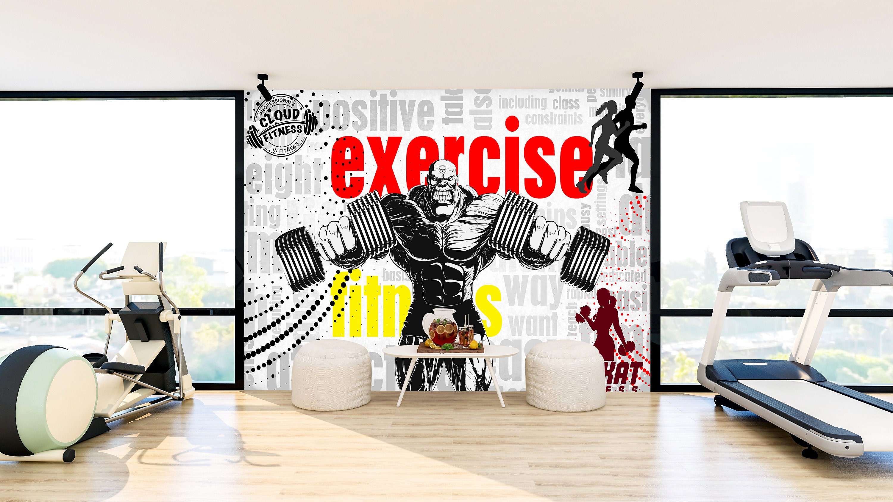 Exercise Fitness Written Gym Wallpaper, Man Lifting Weights Wallpaper ...
