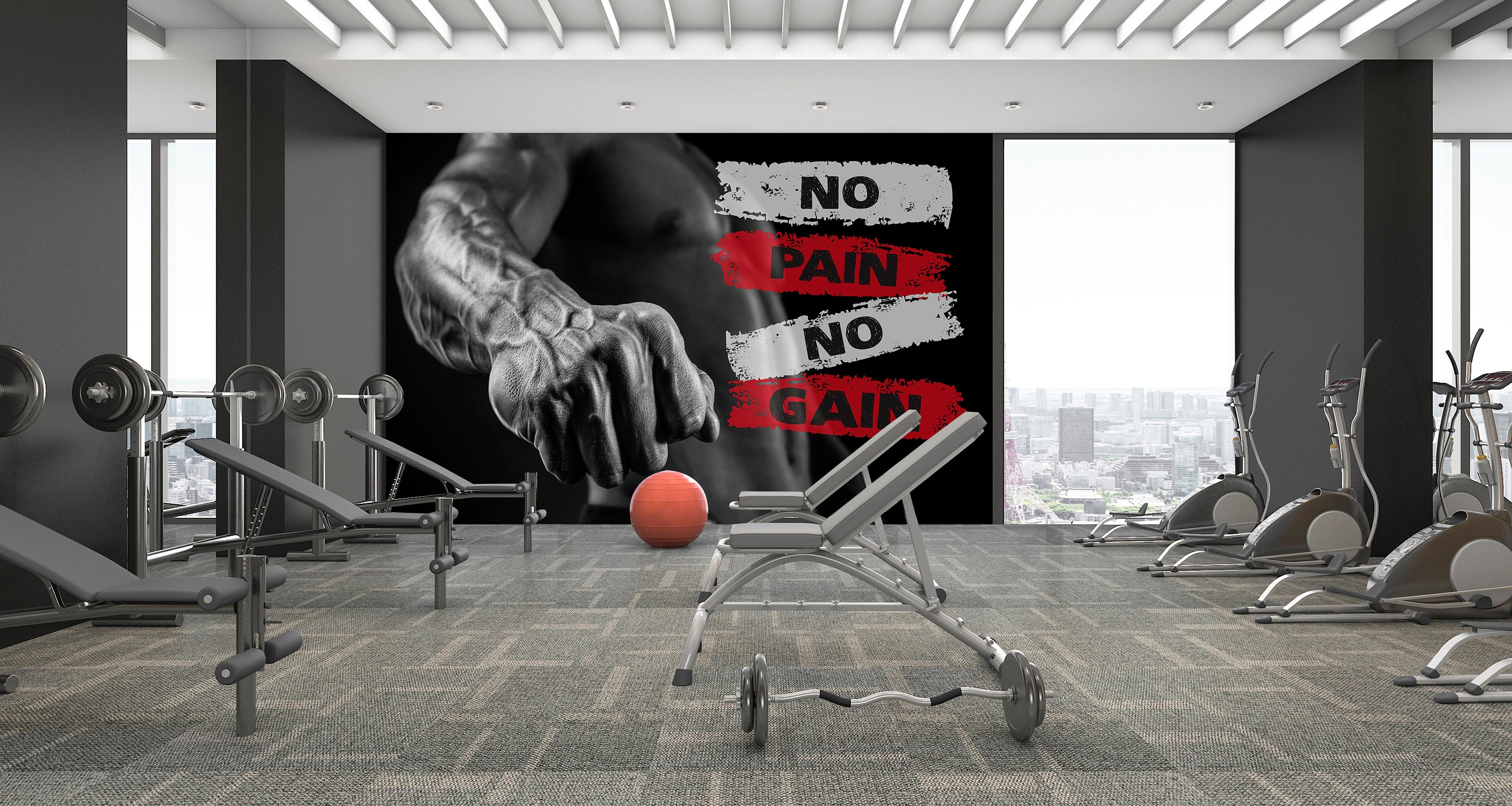 Body Building Gym Wallpaper, Fitness Sport Wallpaper Self Adhesive Peel ...
