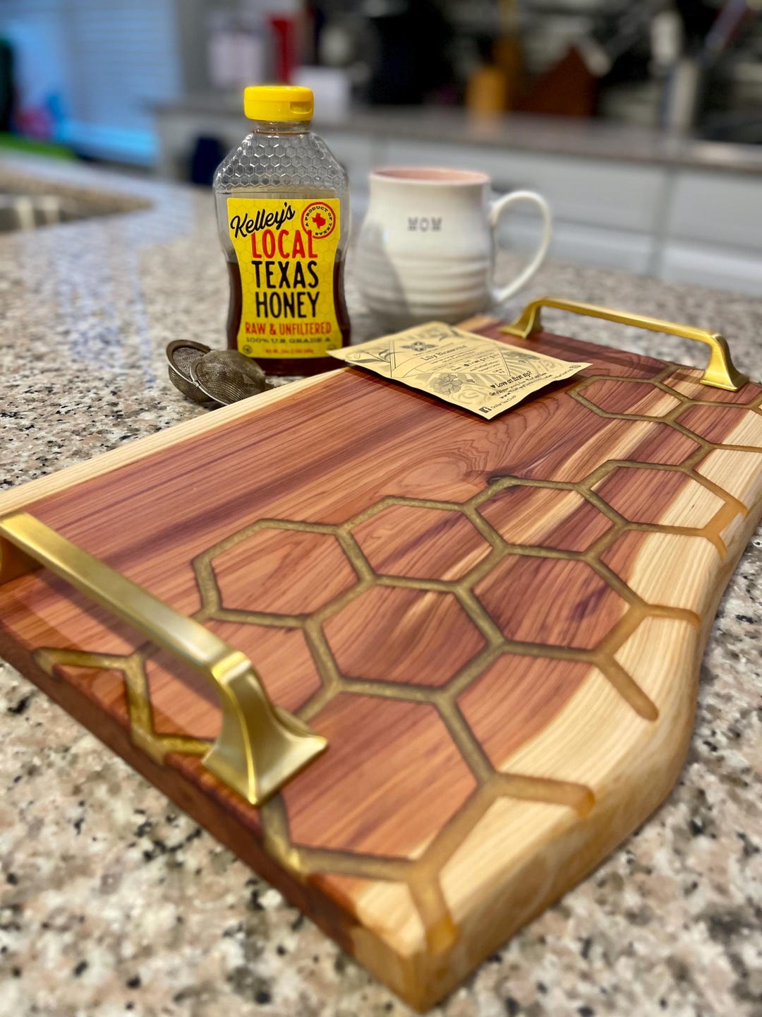 Honeycomb Bee Design Natural Wood Charcuterie Board Cheese Board ...