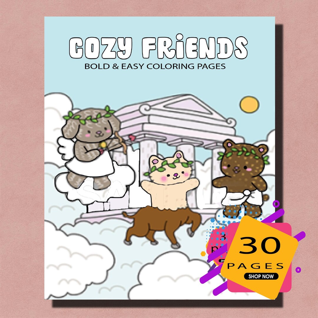 Cozy Friends Coloring Pages, Adult Stress Relief, Relaxing Gift, - Etsy