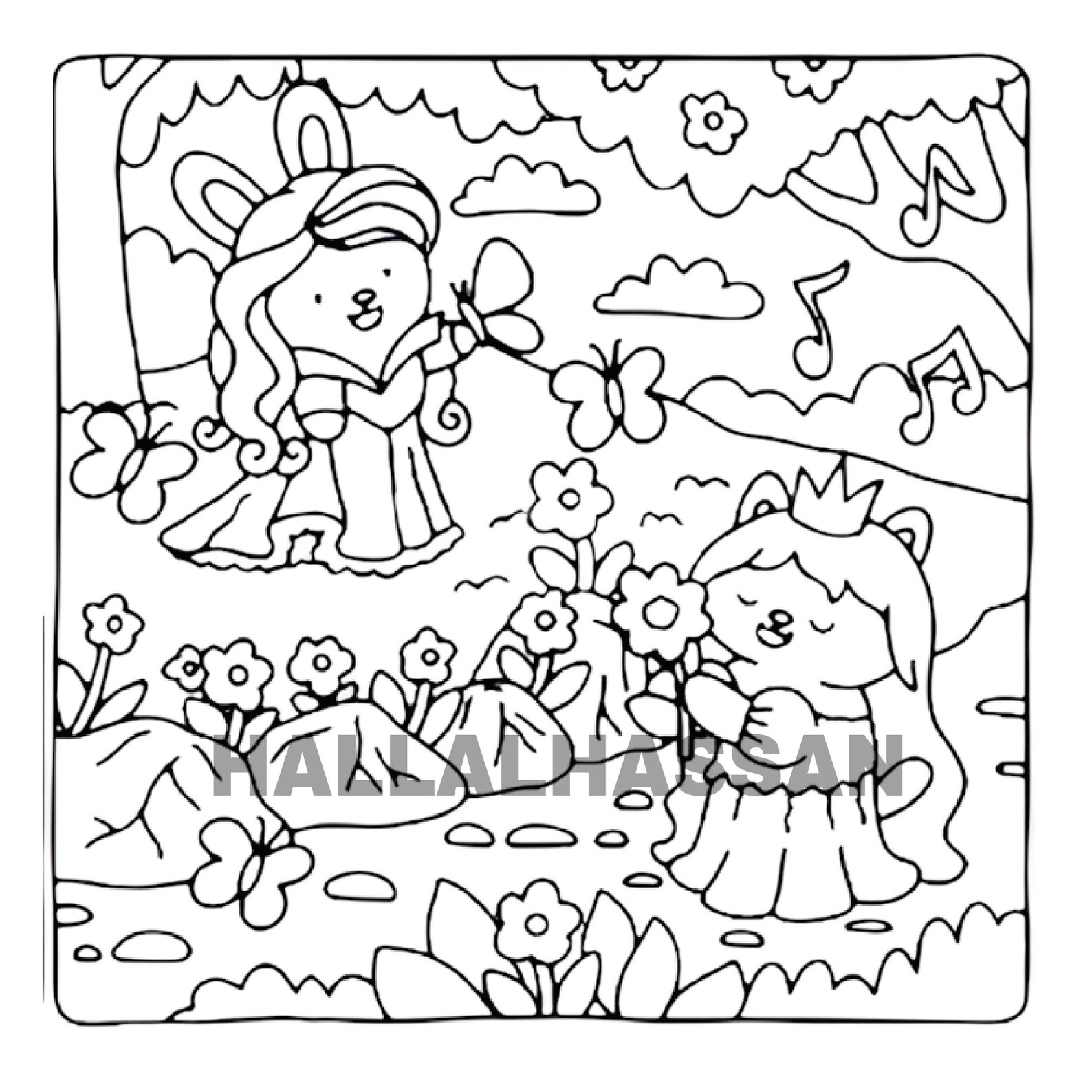 Fairytale Princess Adult Coloring Pages for Relaxation Stress Relief ...