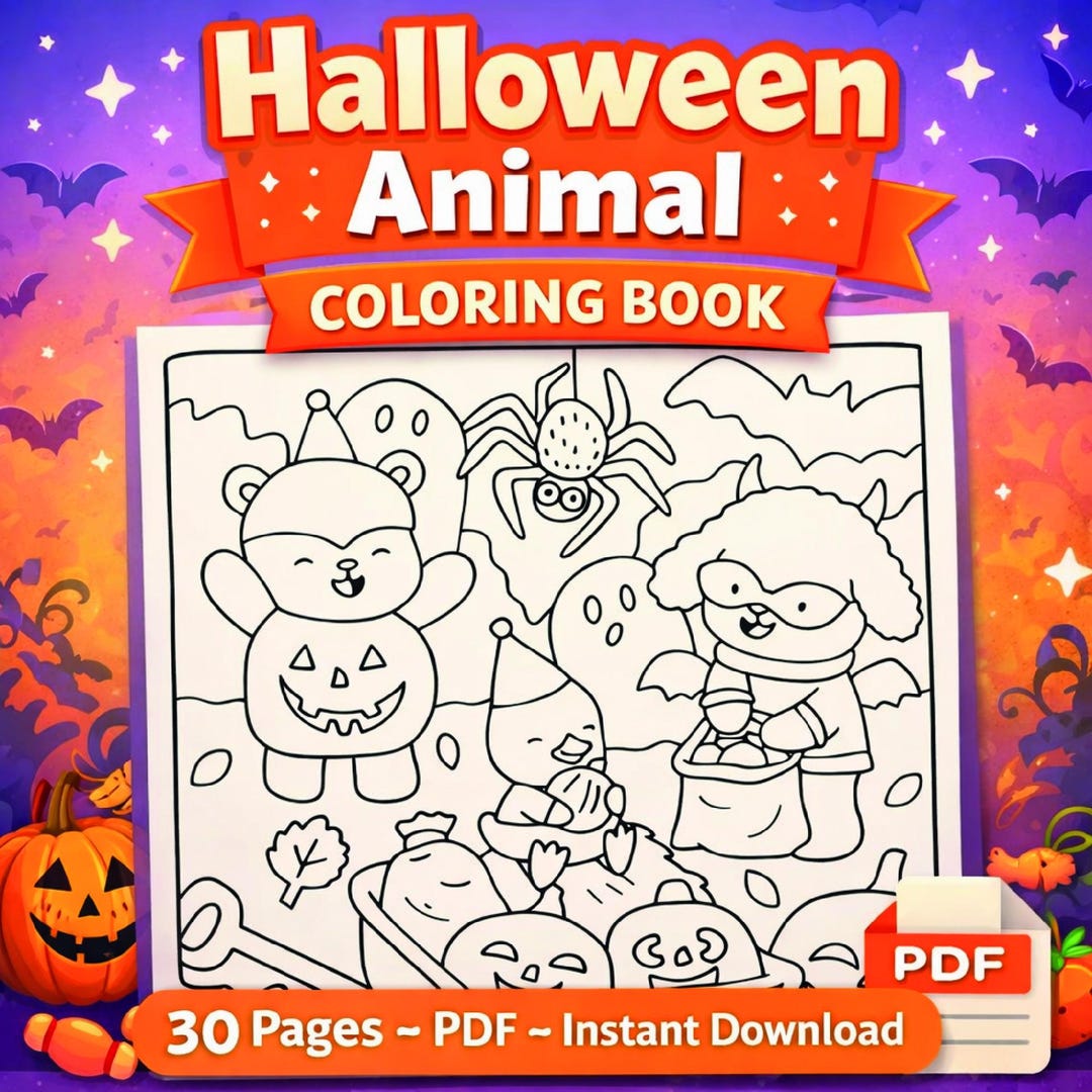 Halloween Cozy Coloring Book Printable for Adults – Spooky Friends ...