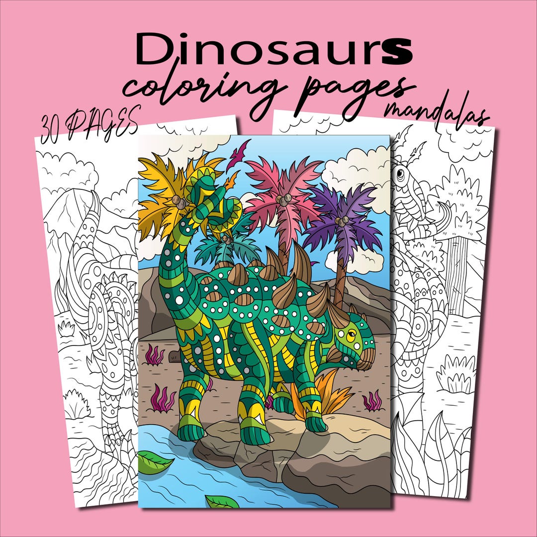 30 Coloring Pages Dinosaurs for Adult,mandalas,relaxing | Mandala ...
