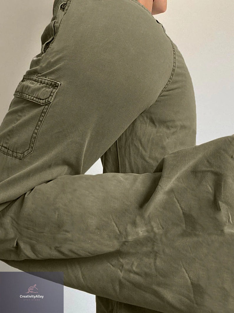 Y2k Cargo Pants Green Tie Up Trousers Womens Low Waist Etsy
