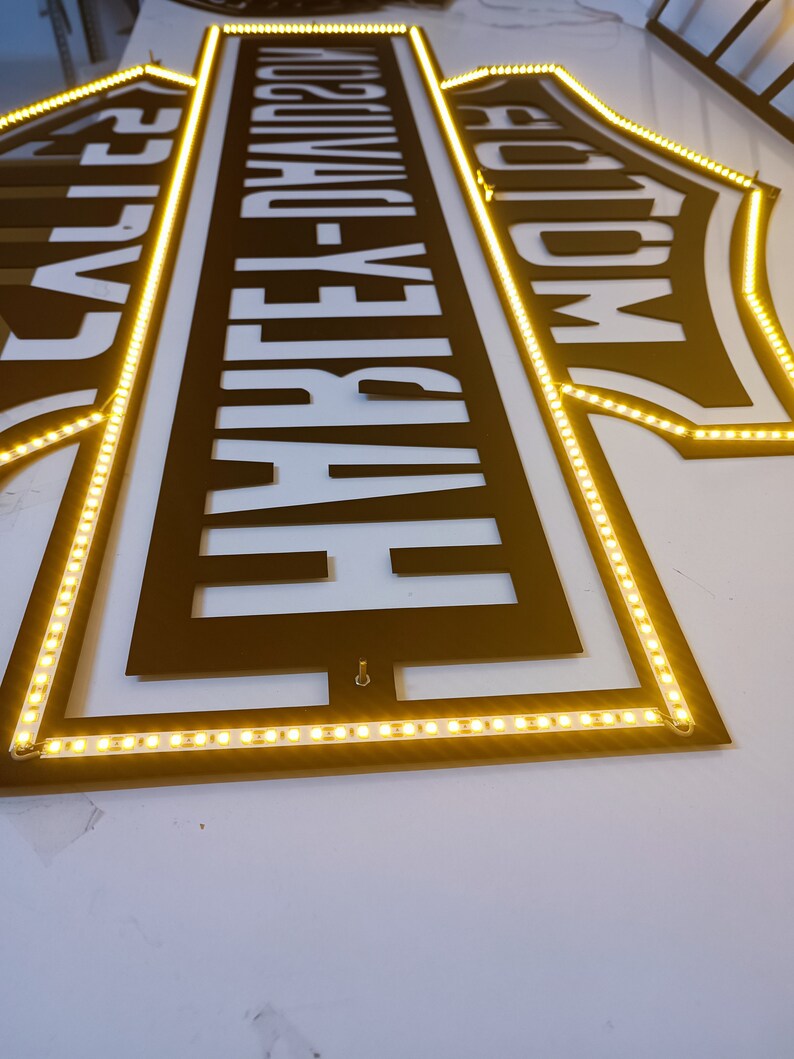 Harley Davidson Metal Led Wall Sign NOT Wood or MDF Lighted - Etsy