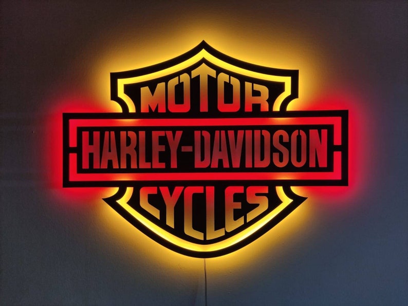 Harley Davidson Metal Led Wall Sign NOT Wood or MDF Lighted - Etsy