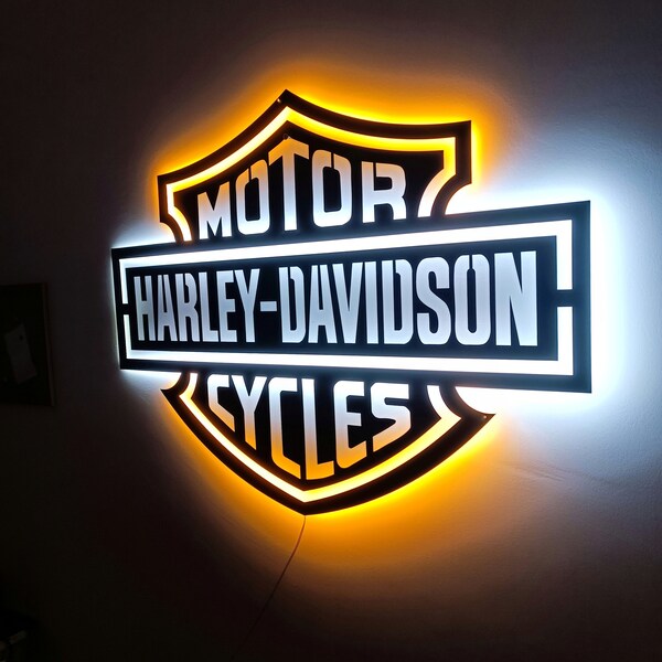Metal Lighted Harley Davidson Sign - Etsy