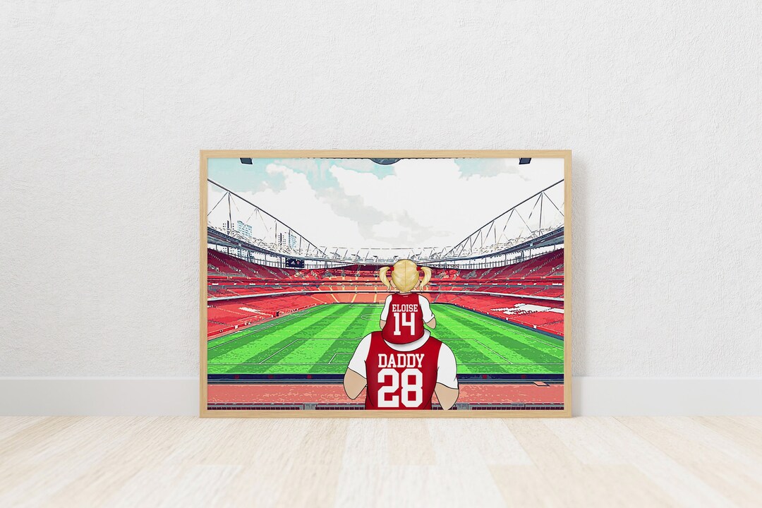 Custom Drawn and Personalised Football Print, Dad and Son Football ...
