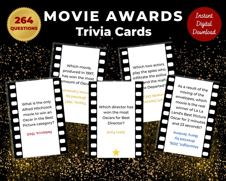 2025 Oscars Game, Printable Oscars Theme Party, Movie Avards Trivia ...