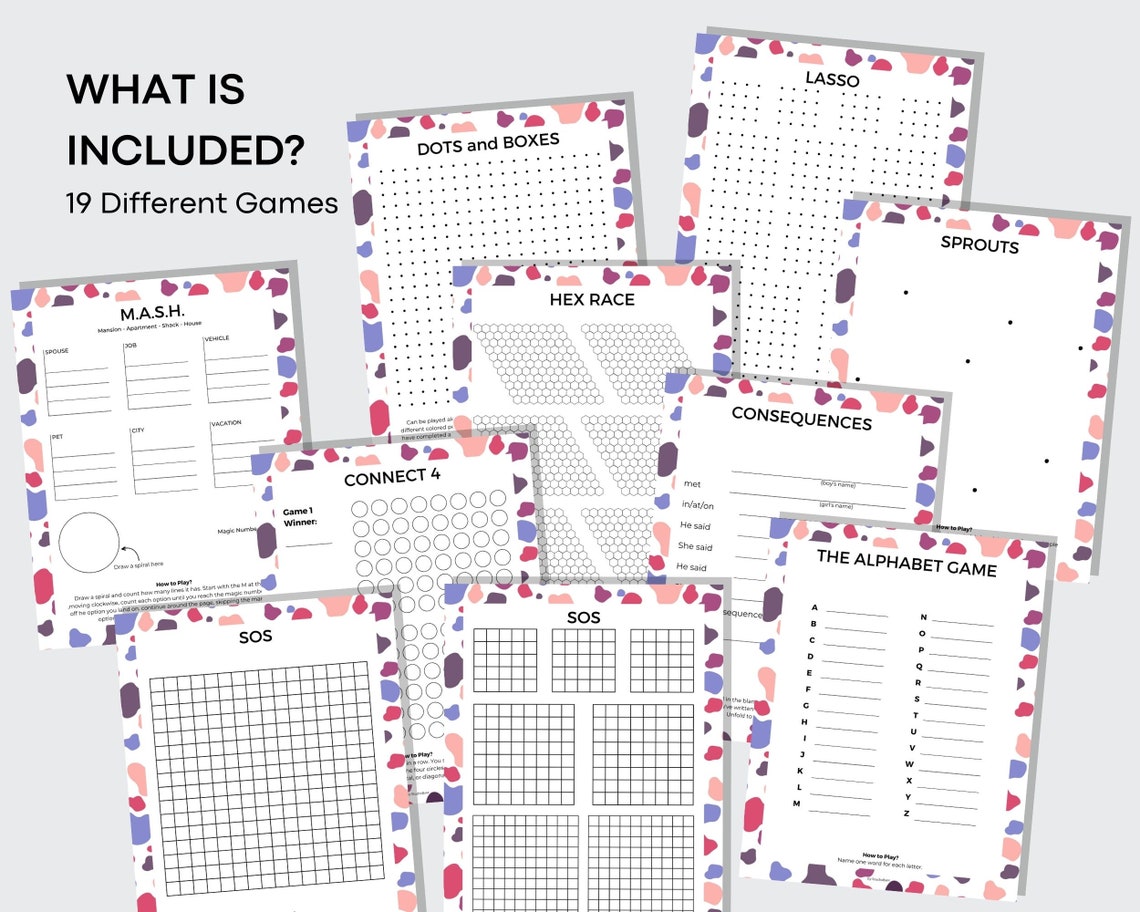 Printable Pen and Paper Games: 19 Classic Games (digital PDF) - Etsy