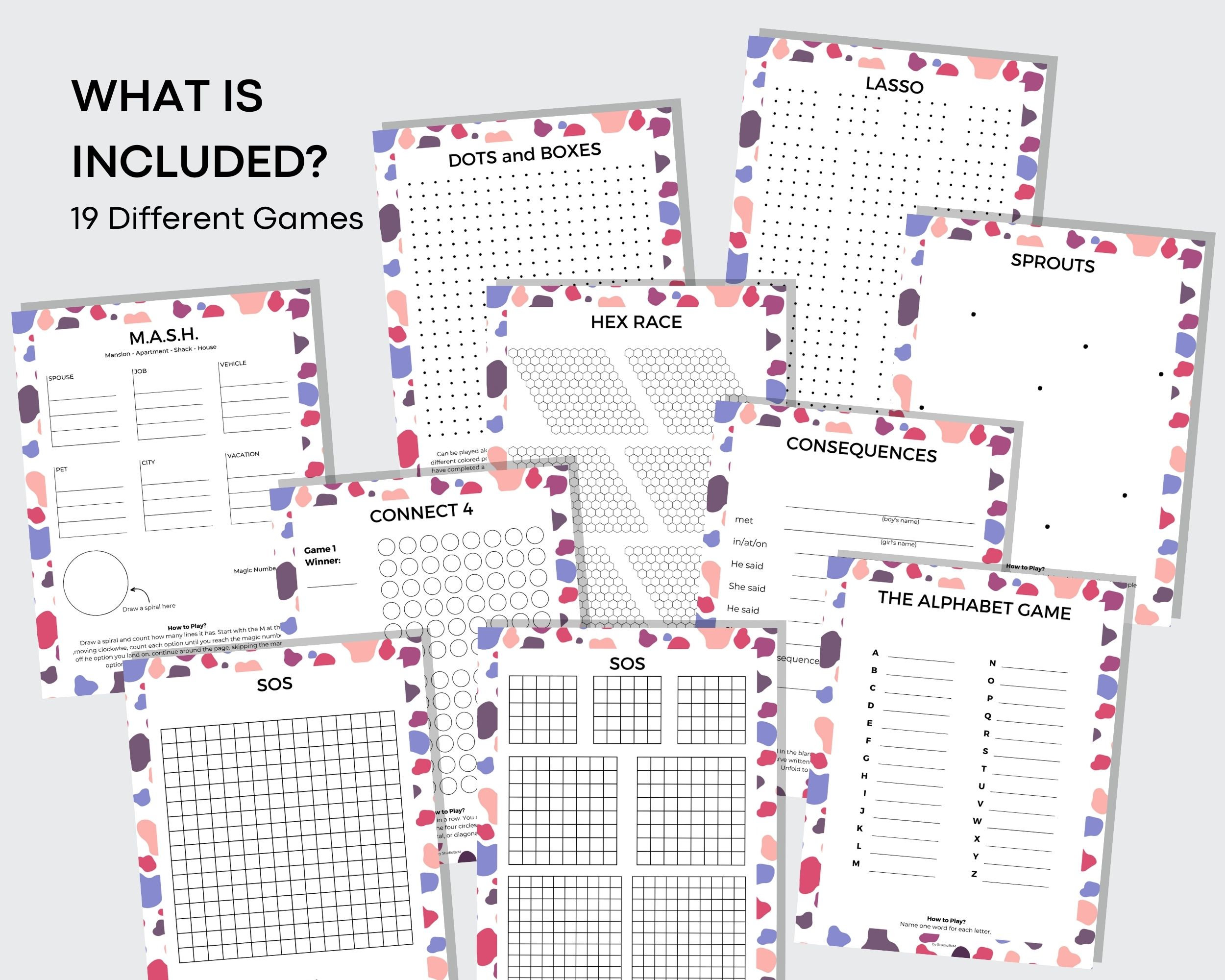 Printable Pen and Paper Games: 19 Classic Games (digital PDF) - Etsy