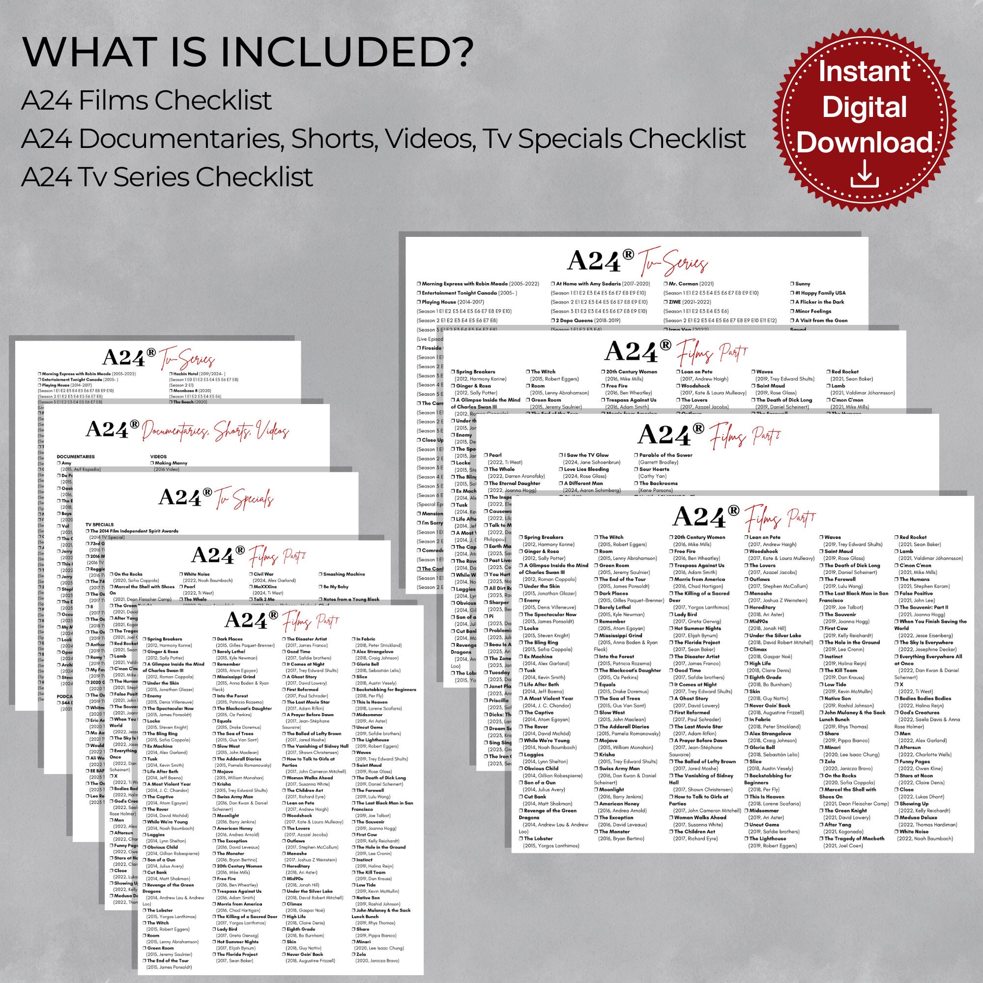 A24 Films Checklist - Updated Movie List (digital Download) - Etsy