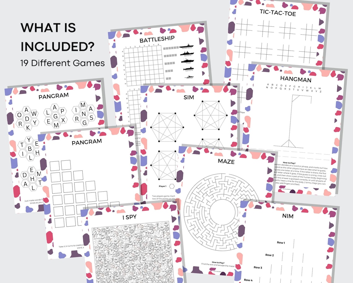 Printable Pen and Paper Games: 19 Classic Games (digital PDF) - Etsy