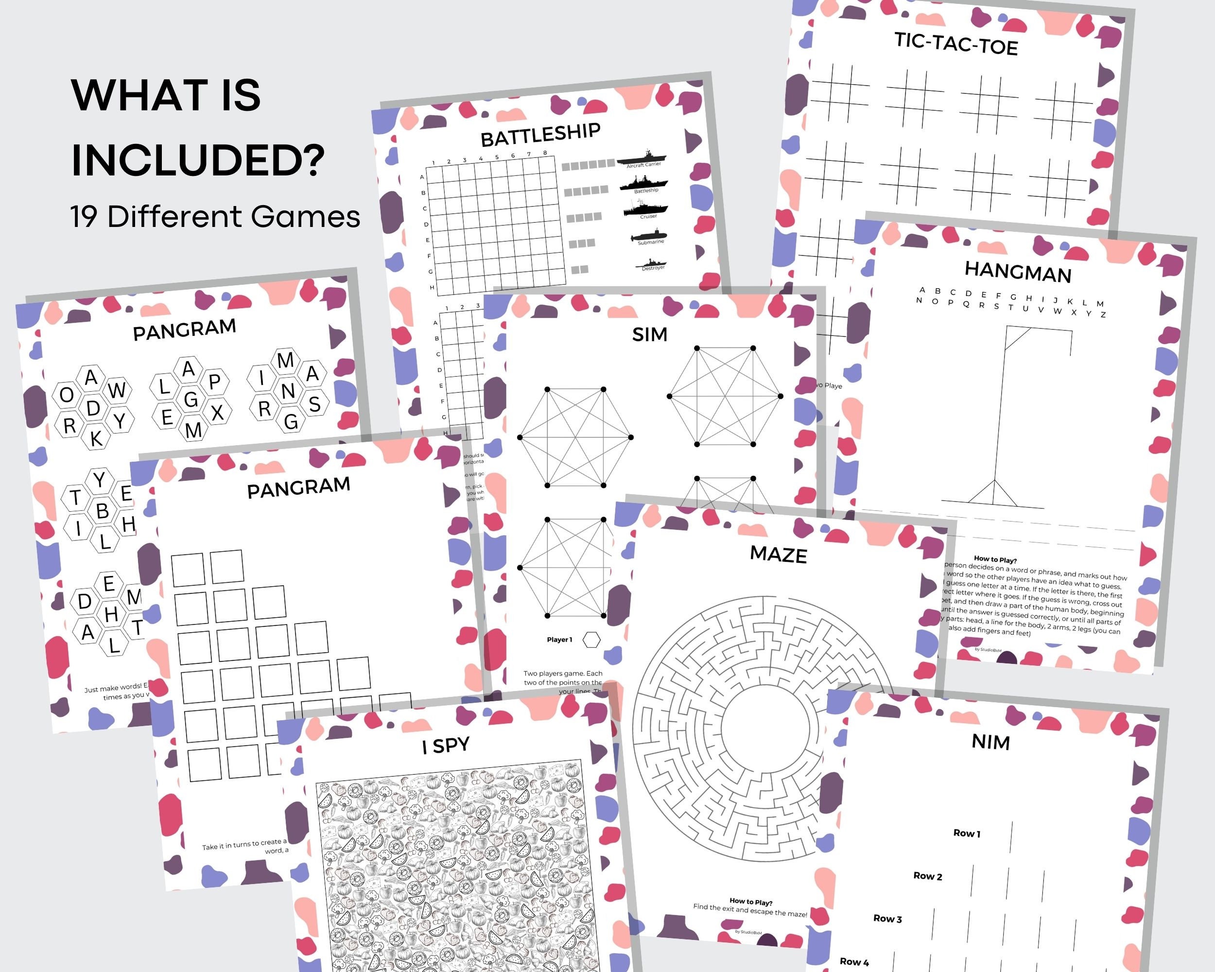 Printable Pen and Paper Games, 19 Classic Game, Dots and Boxes, Tic-tac ...