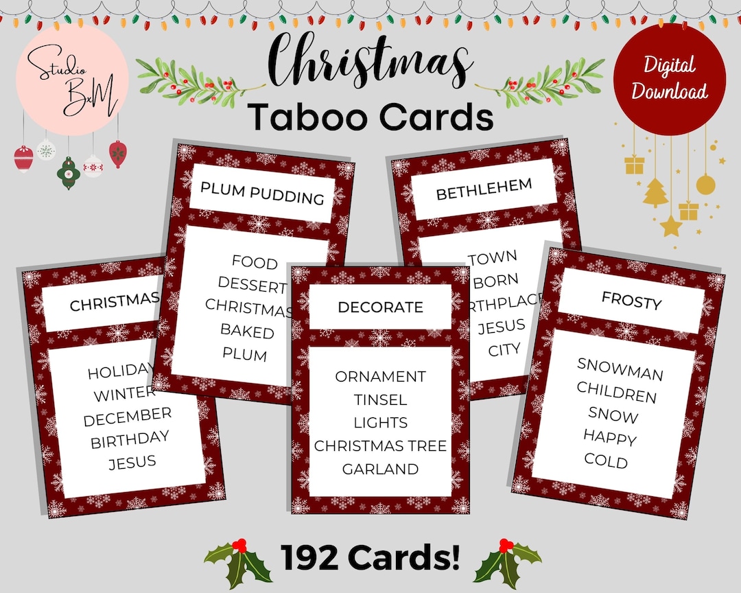 Christmas Taboo Game, 192 Christmas Party Card Printable, Don't Say ...