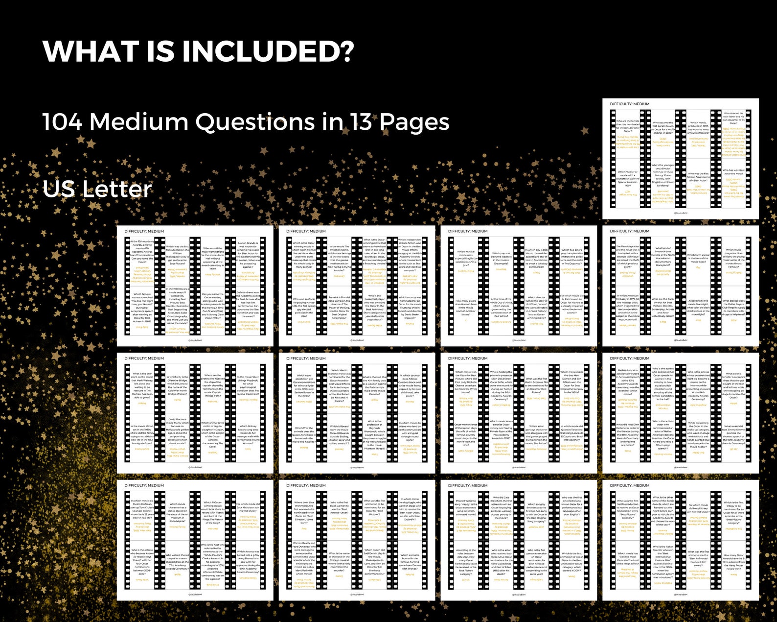 2025 Oscars Game, Printable Oscars Theme Party, Movie Avards Trivia ...