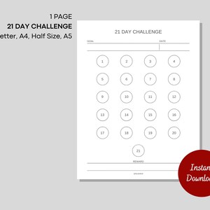 21 Day Challenge Printable Habit Tracker: Goal Tracker (digital ...