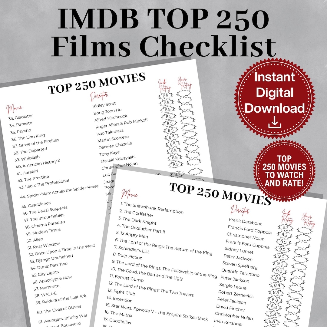 IMDB Top 250 Movies Bucket List, Movies Bucket List, Ultimate Movie ...