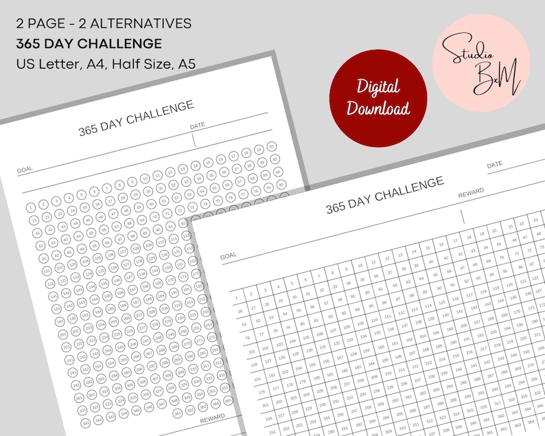 365 Day Habit Tracker Printable: Goal Tracker, Routine Chart (digital ...