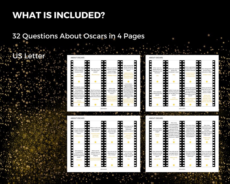 2025 Oscars Game, Printable Oscars Theme Party, Movie Avards Trivia ...