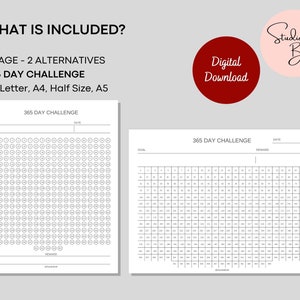 365 Day Challenge | Printable Habit Tracker | Daily Goal Tracker ...