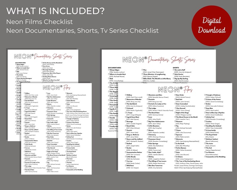 Neon Films Checklist, Movie Checklist, Neon Documentaries, Shorts ...