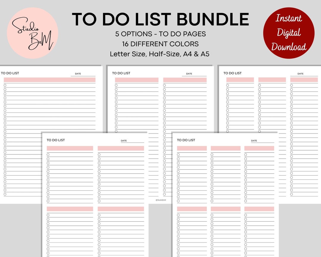 To Do List | Printable Planner | Printable & Fillable PDF | Daily to Do ...