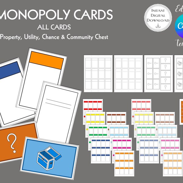 Monopoly template editable - Etsy México