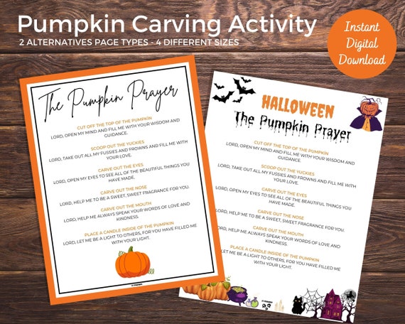 Pumpkin Prayer Printable Activity Sheet Pumpkin Carving - Etsy UK