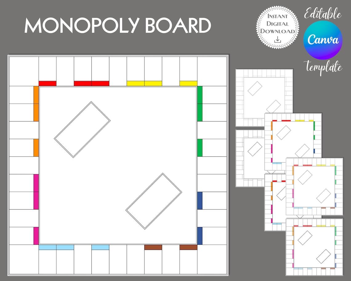 Monopoly Board | Blank Monopoly Board | Custom Monopoly Game | Digital ...