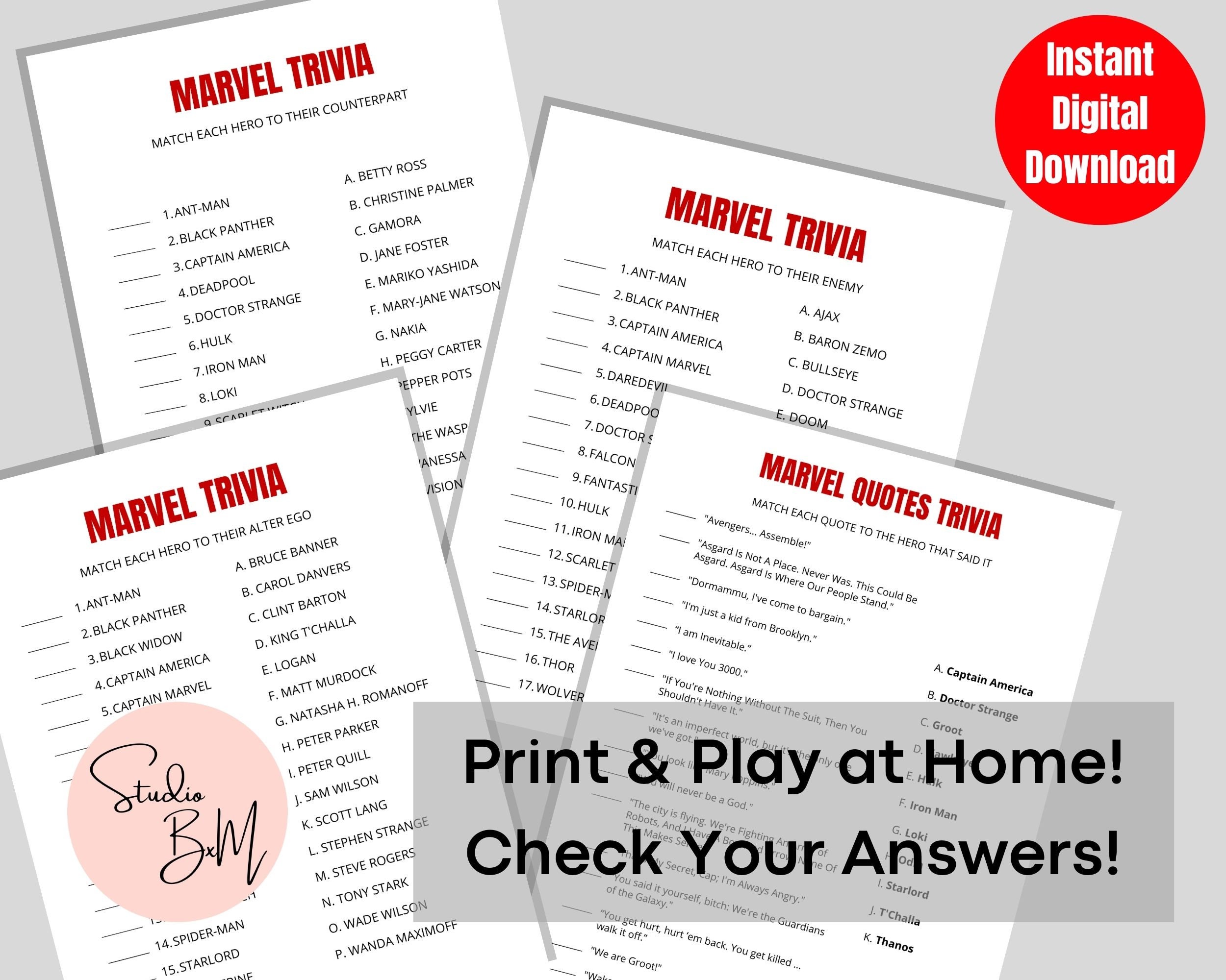 Marvel Trivia Avengers Trivia Printable Printable Marvel Quiz Avengers ...
