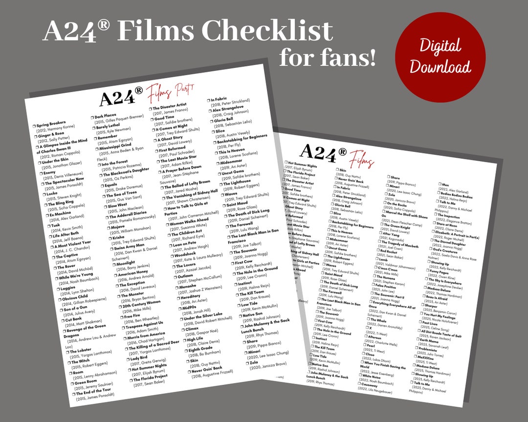 A24 Films Checklist UPDATED IN 2024, Movie Checklist, A24 Documentaries ...