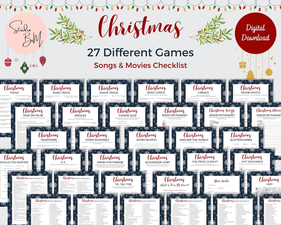 Printable Christmas Game, 27 Christmas Party Trivia Game, Family Game ...