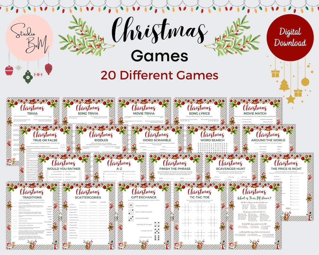 Printable Christmas Game, 20 Christmas Party Trivia Game, Family Game ...