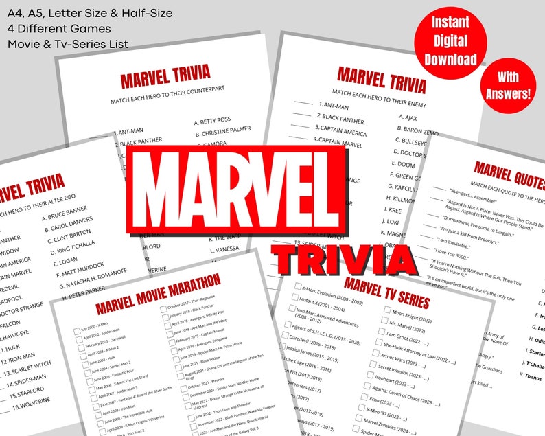 Marvel Trivia Avengers Trivia Printable Printable Marvel Quiz Avengers ...