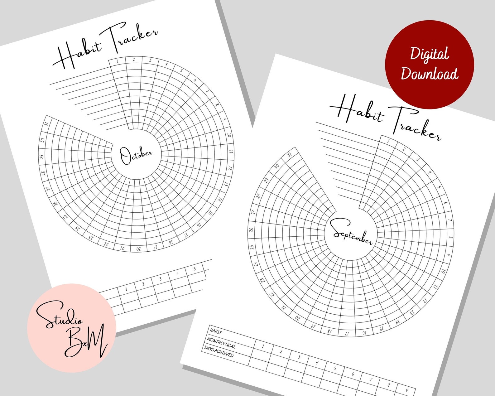 Circular Monthly Habit Tracker Printable (digital Download) - Etsy