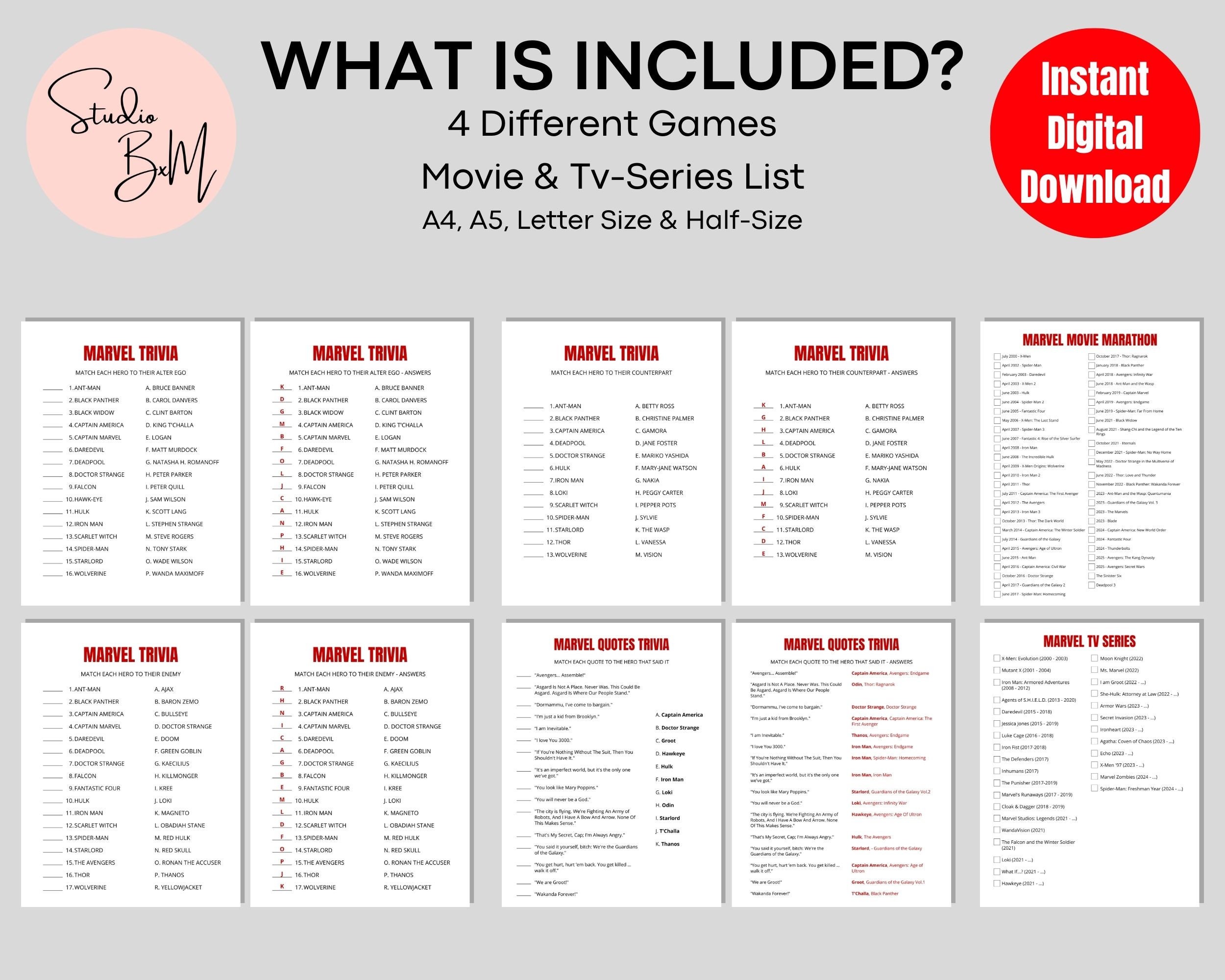 Marvel Trivia Avengers Trivia Printable Printable Marvel Quiz Avengers ...